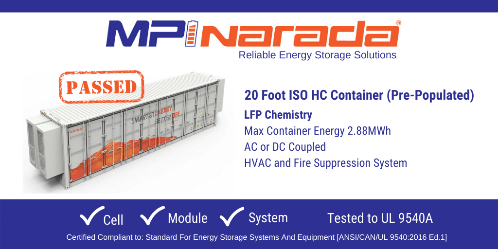 Battery Energy Storage Systems UL9540A Certified